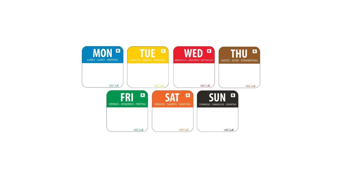 Weekdagen stickers | Horeca Megastore